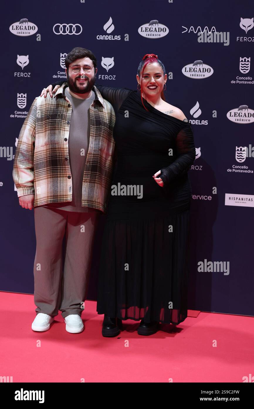 Influencer Andrea Compton and musician Gonzalo Caps pose on the red ...