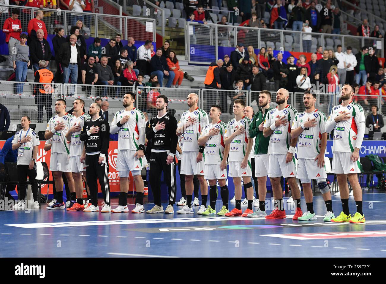 Players of Hungary celebrate after the 2025 IHF Men's Handball World ...