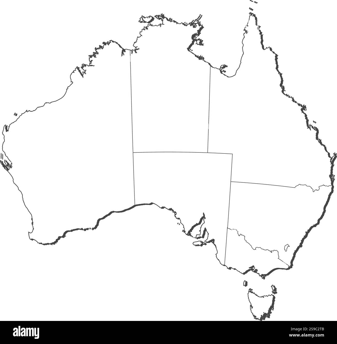 Map of Australia, contous as a black line Stock Vector Image & Art - Alamy