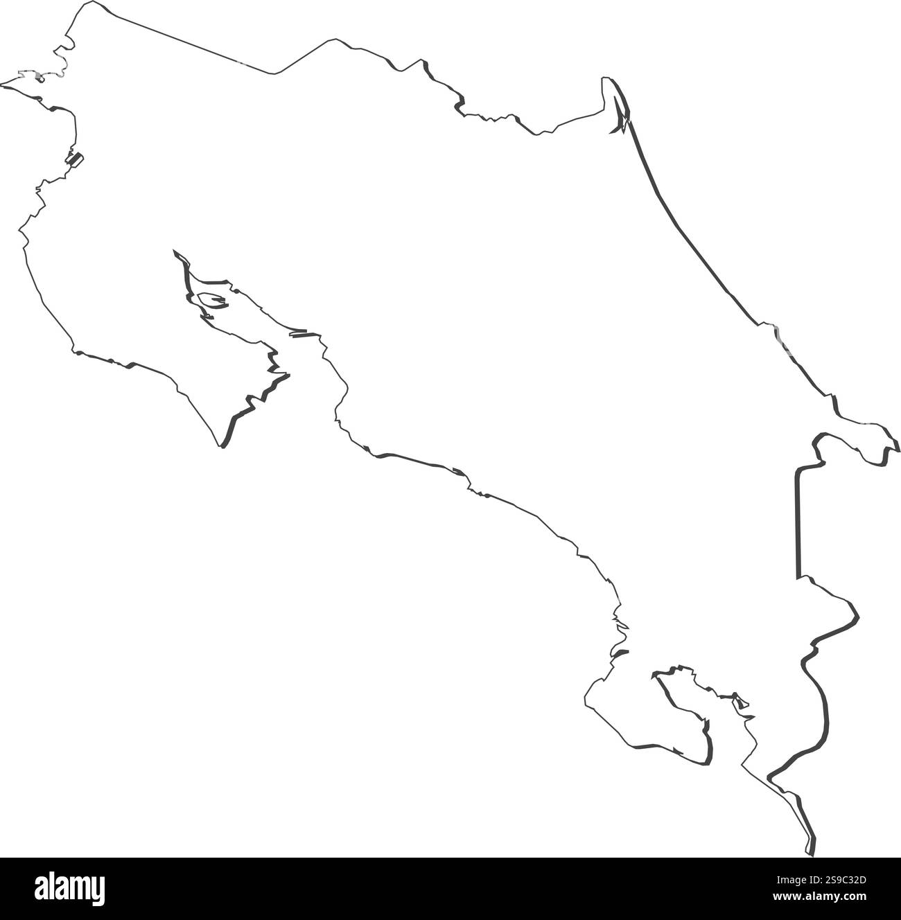 Map of Costa Rica, contous as a black line Stock Vector Image & Art - Alamy