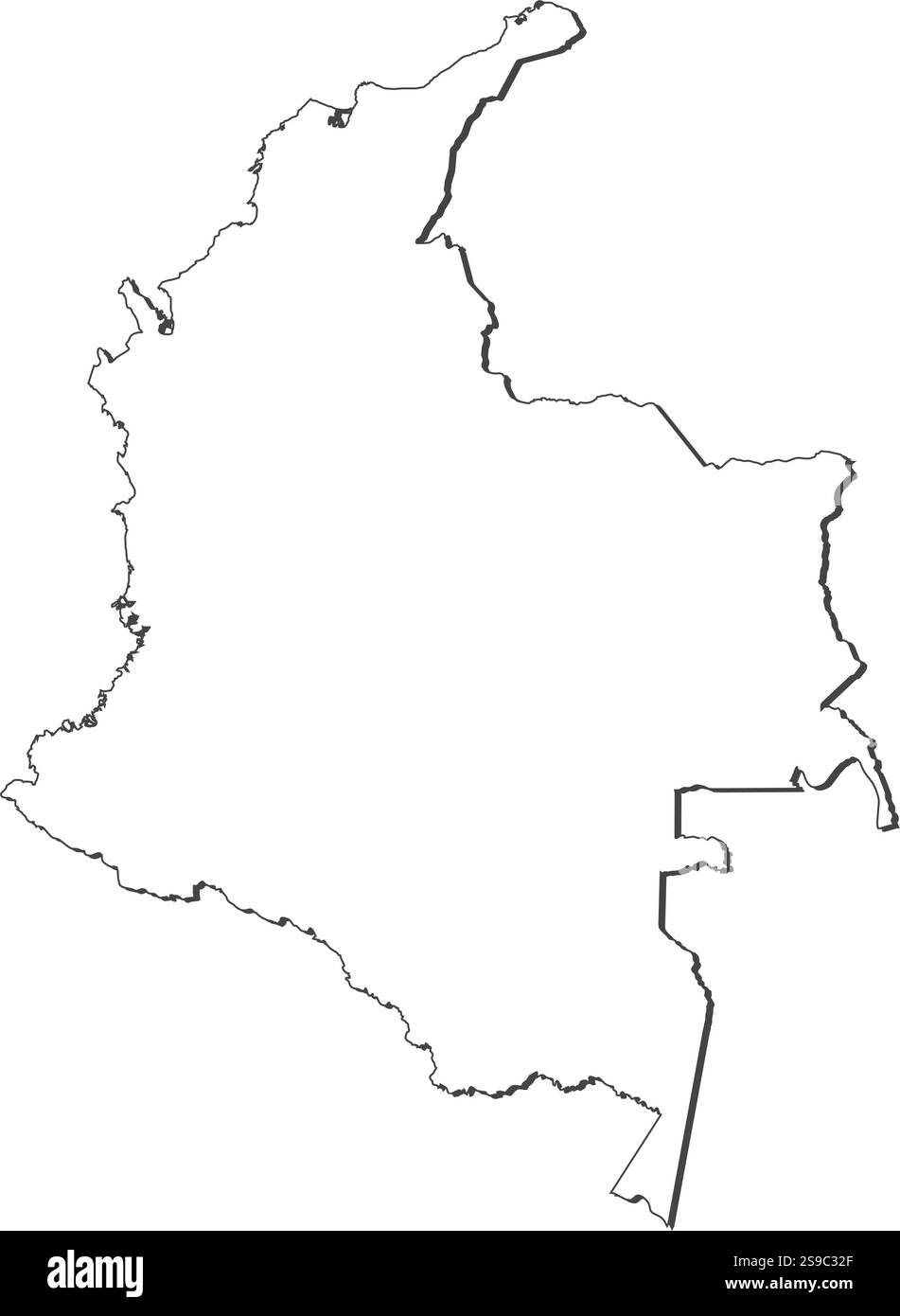 Map of Colombia, contous as a black line Stock Vector Image & Art - Alamy