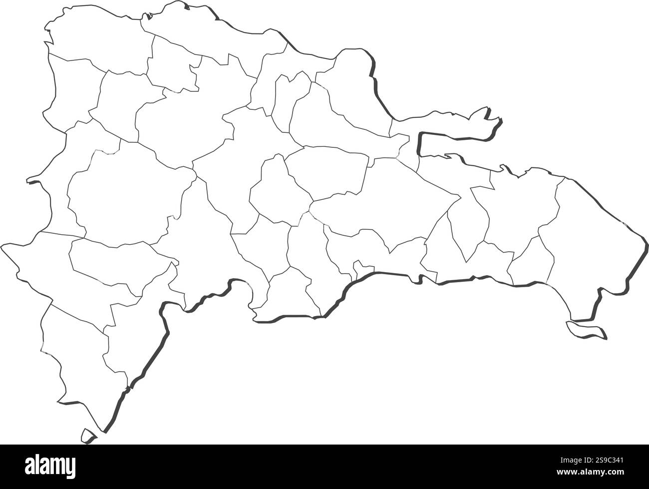 Map of Dominican Republic, contous as a black line Stock Vector Image ...