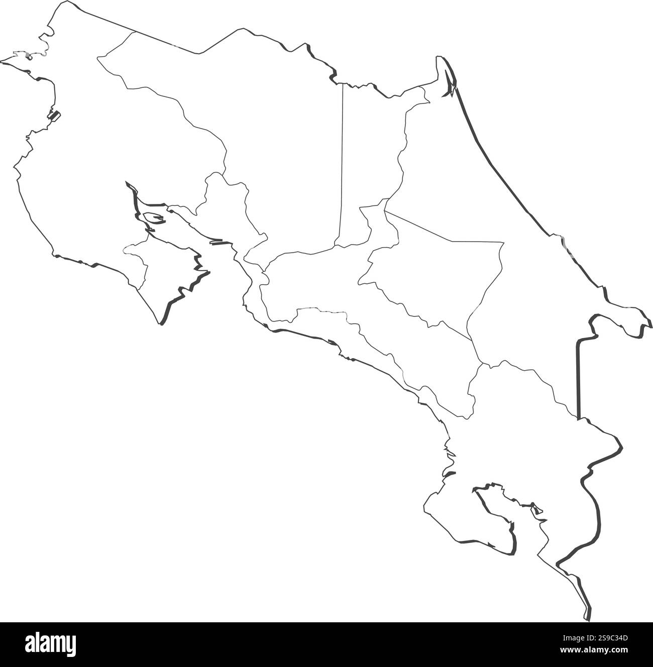 Map of Costa Rica, contous as a black line Stock Vector Image & Art - Alamy