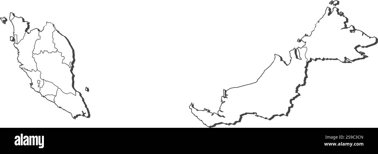 Map of Malaysia, contous as a black line Stock Vector Image & Art - Alamy