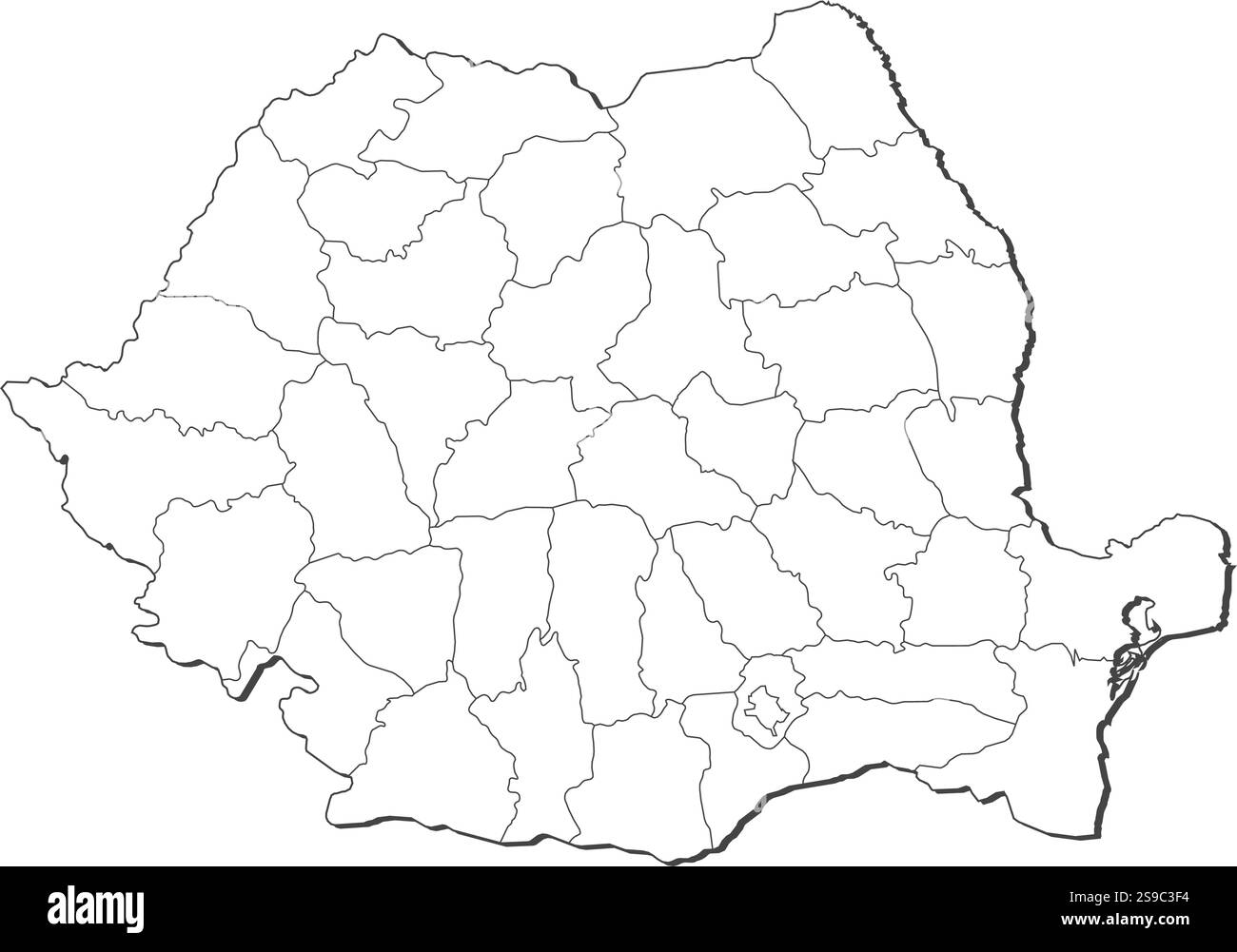 Map of Romania, contous as a black line Stock Vector Image & Art - Alamy