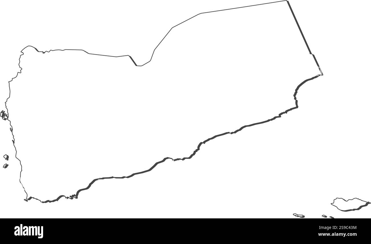 Yemen line map hi-res stock photography and images - Alamy