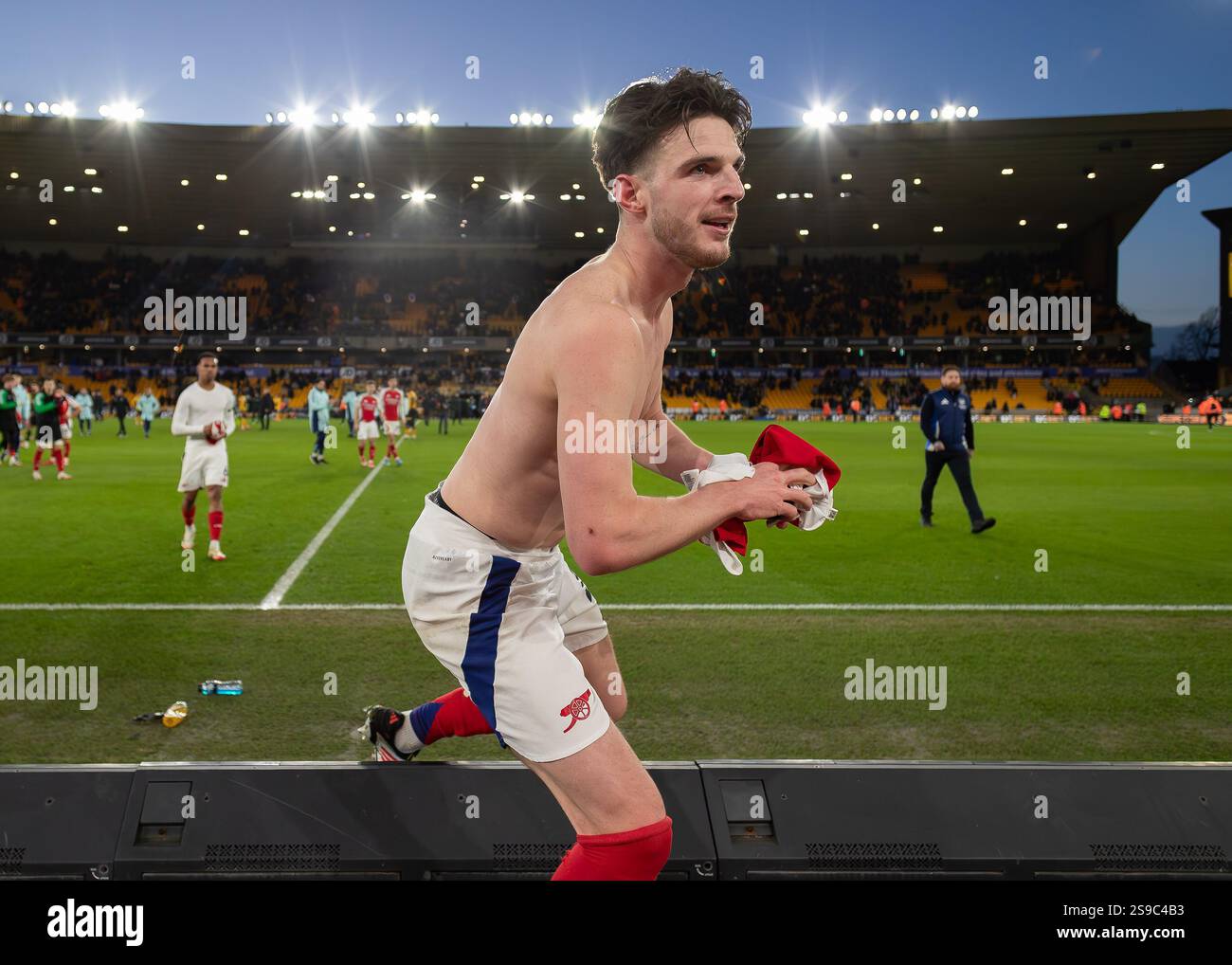 Wolverhampton, England, 25th January 2025. Declan Rice of Arsenal ...