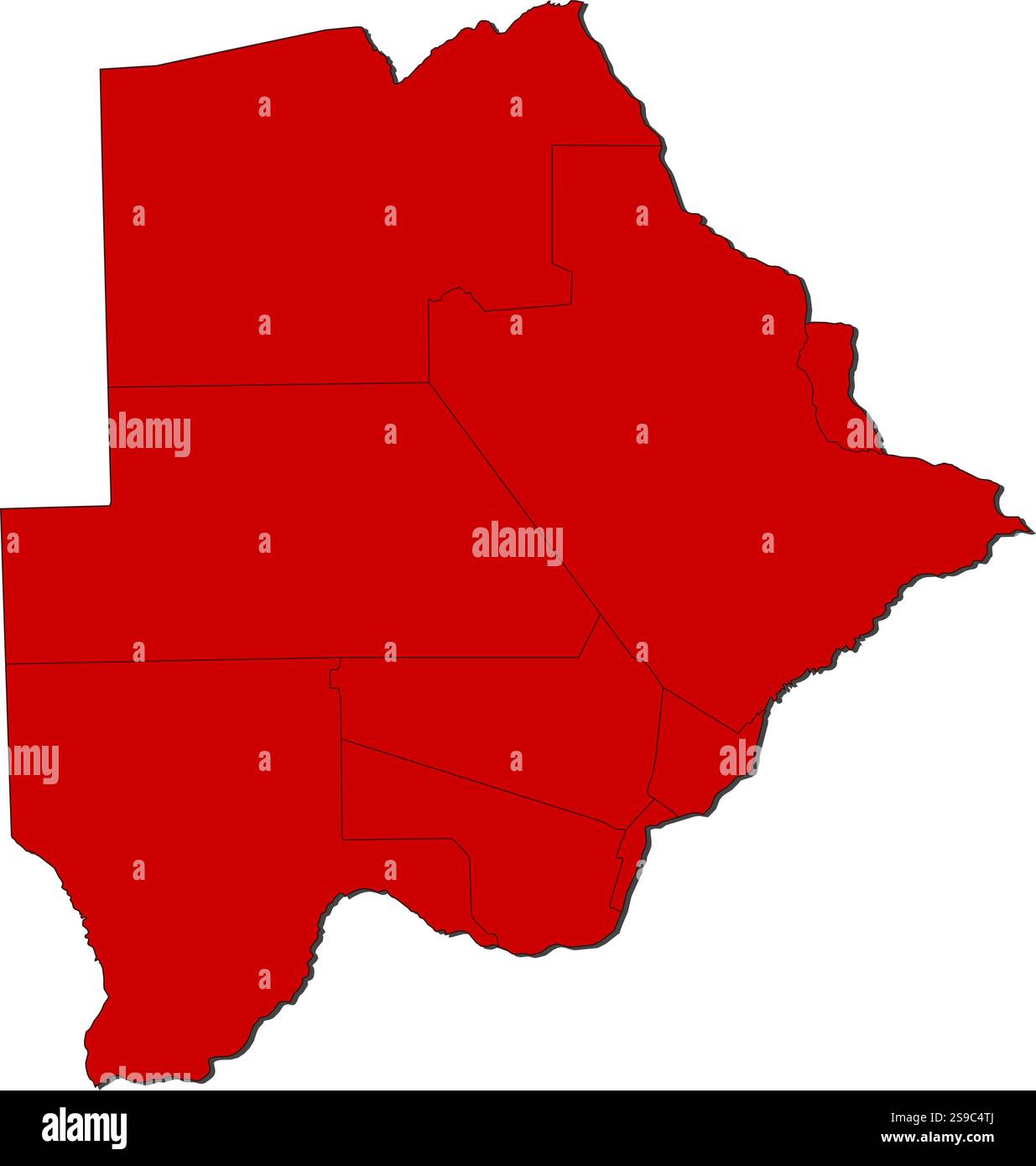 Map of Botswana with the provinces, colored in red Stock Vector Image ...