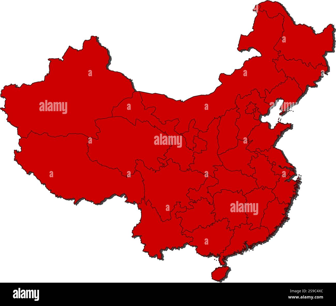 Map of China with the provinces, colored in red Stock Vector Image ...