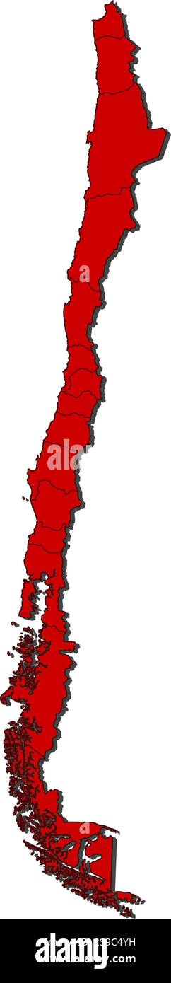 Map of Chile with the provinces, colored in red Stock Vector Image ...