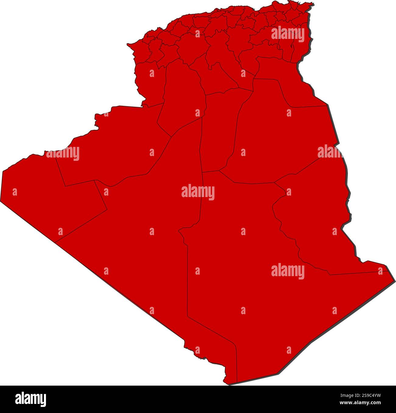 Map of Algeria with the provinces, colored in red Stock Vector Image ...