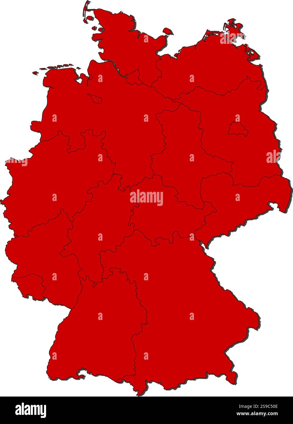 Map of Germany with the provinces, colored in red Stock Vector Image ...