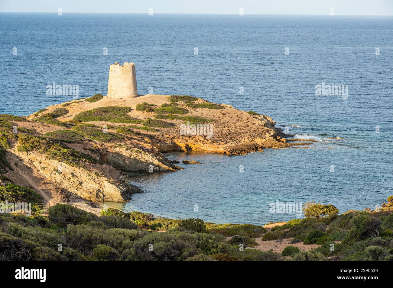 The beach of Sa Perda Longa in Sardigna with turquoise and blue water ...