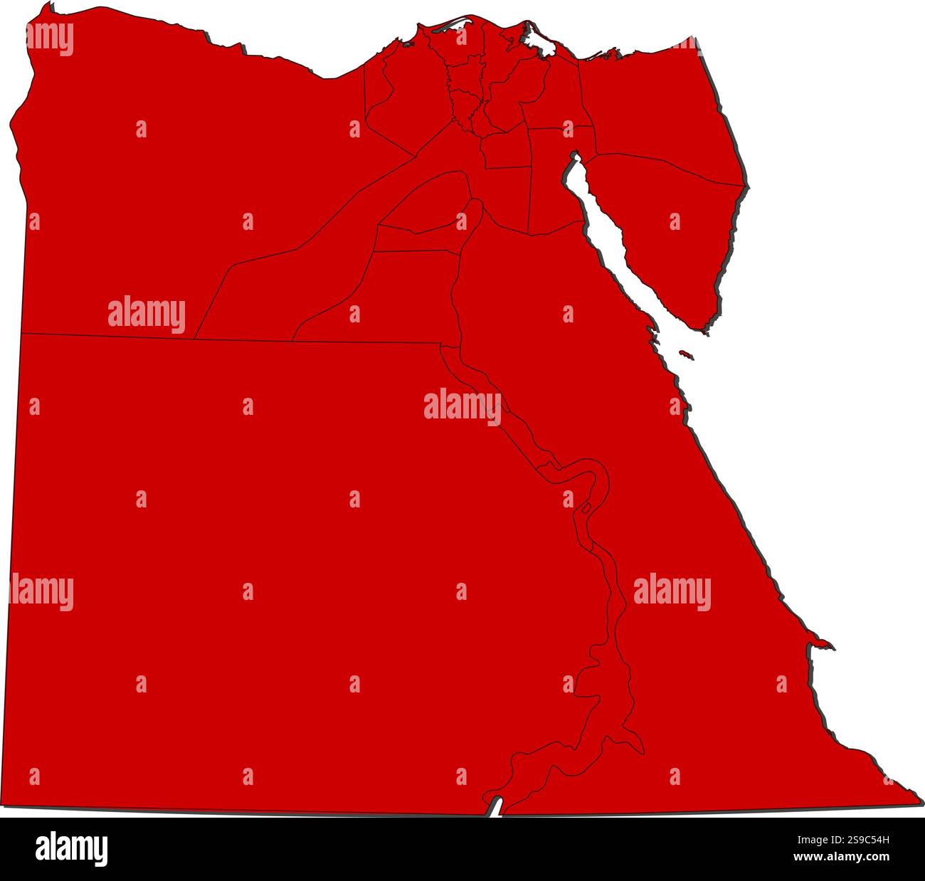 Map of Egypt with the provinces, colored in red Stock Vector Image ...