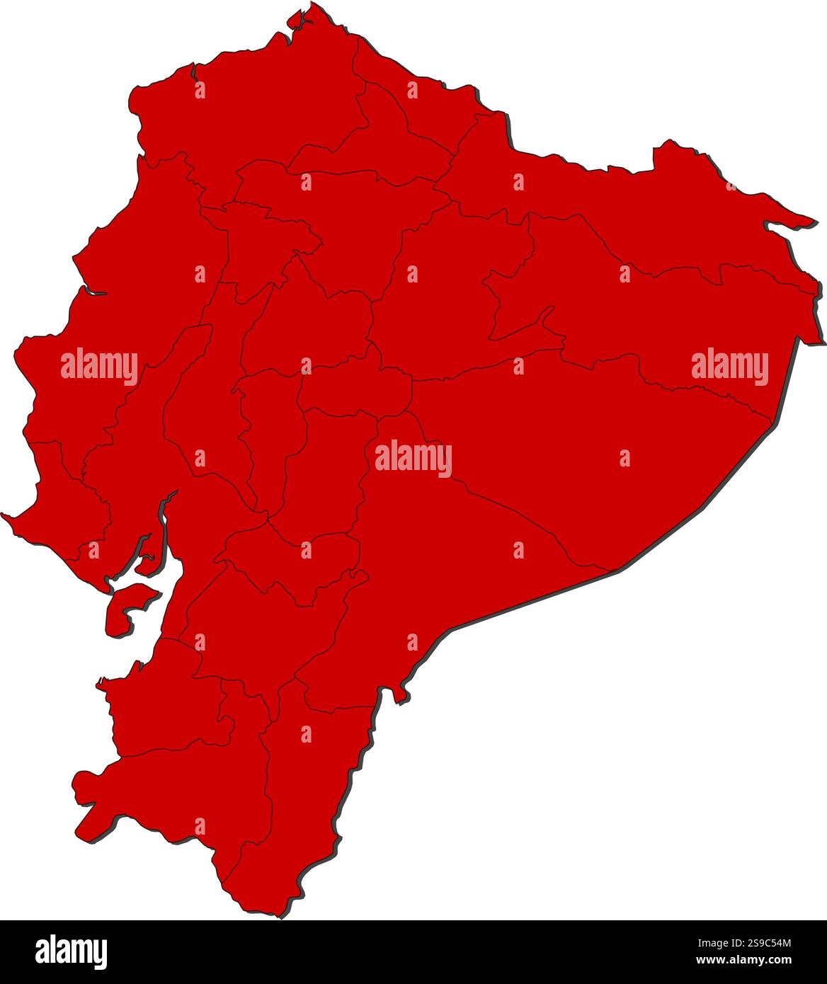 Map of Ecuador with the provinces, colored in red Stock Vector Image ...