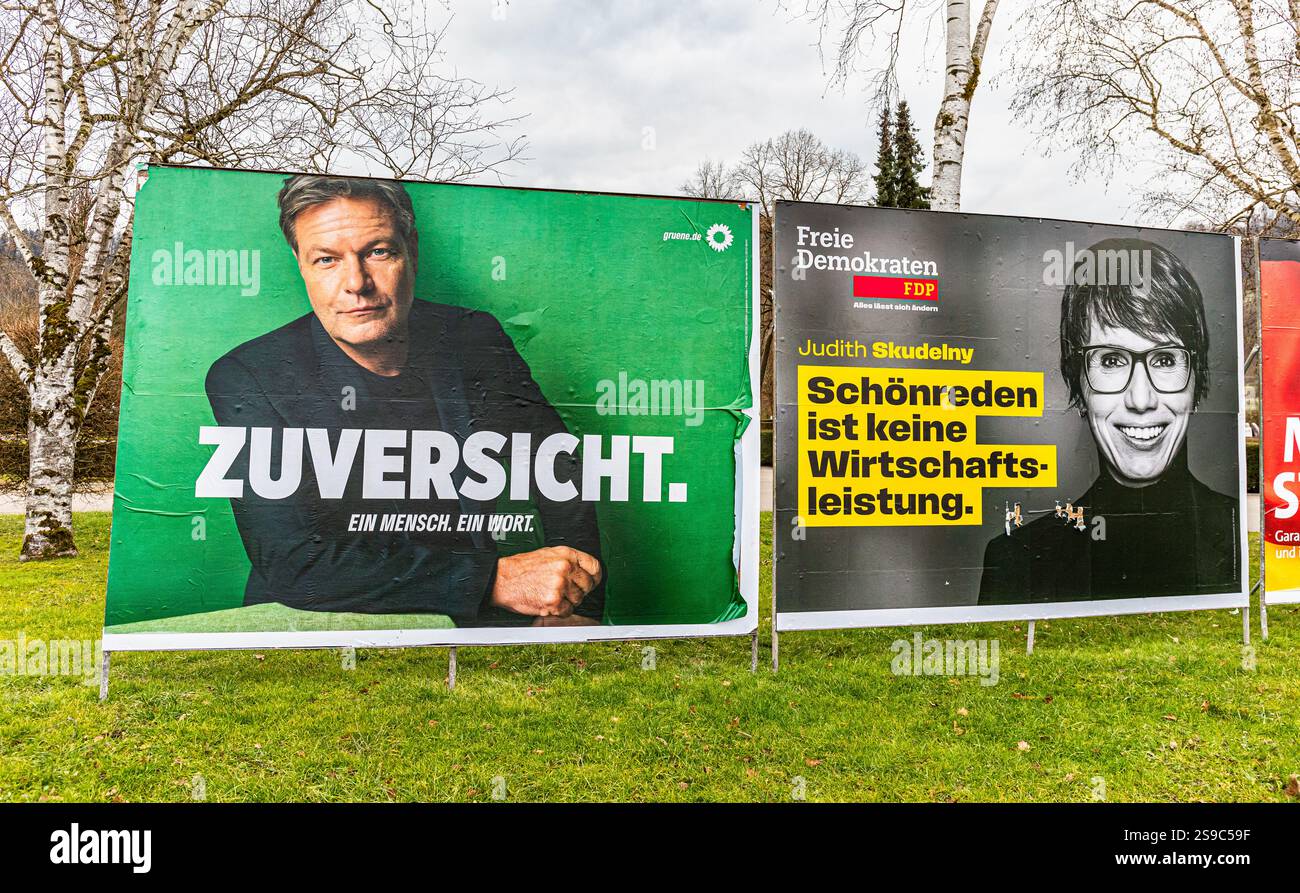 Lauchringen, Germany, 12th Jan 2025: Left: Election campaign poster of ...