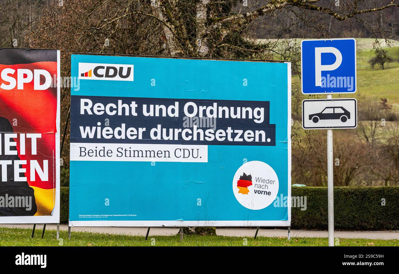 Lauchringen, Germany, 12th Jan 2025: On its election poster for the new ...