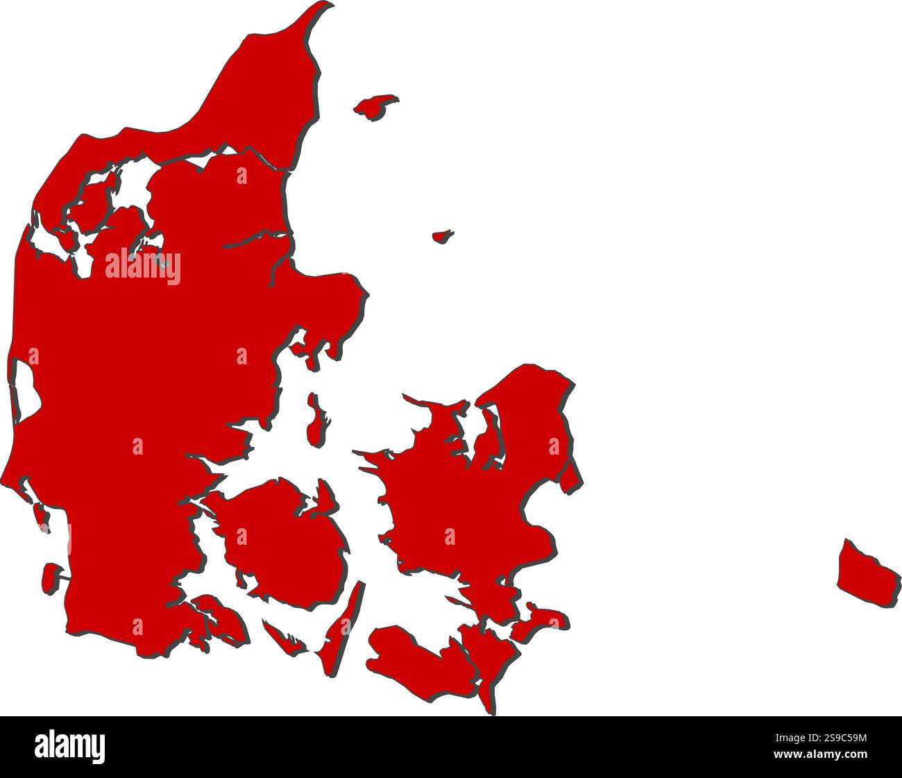 Map of Danmark with the provinces, colored in red Stock Vector Image ...