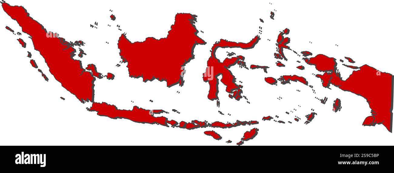 Map of Indonesia with the provinces, colored in red Stock Vector Image ...