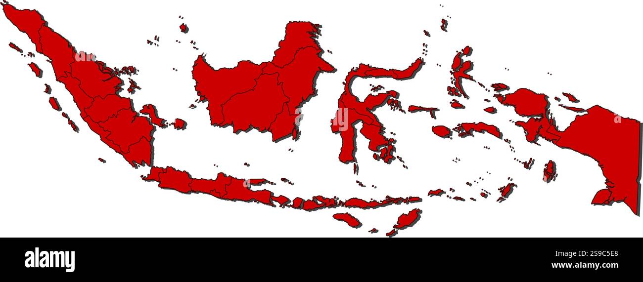 Map of Indonesia with the provinces, colored in red Stock Vector Image ...