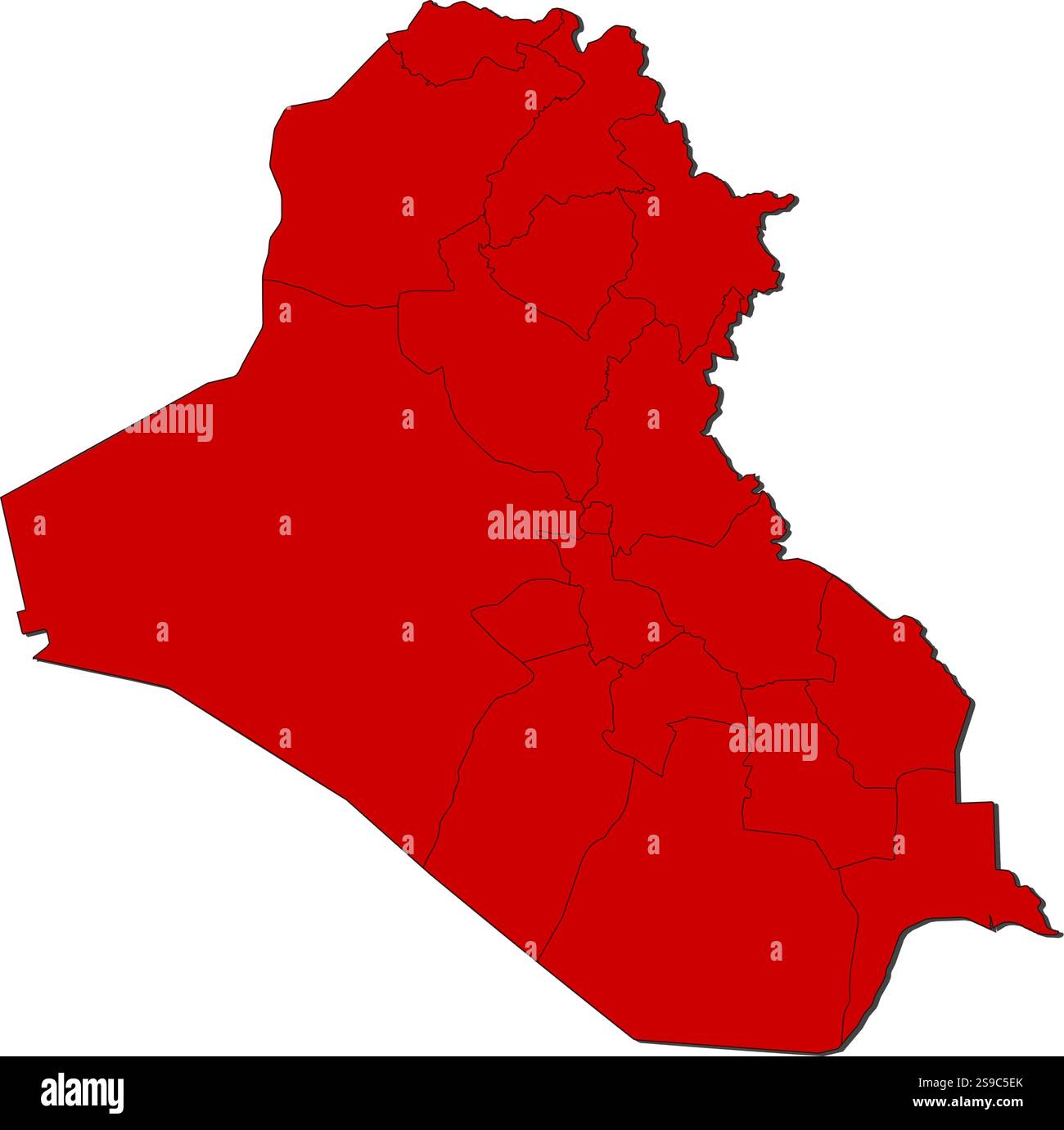 Map of Iraq with the provinces, colored in red Stock Vector Image & Art ...