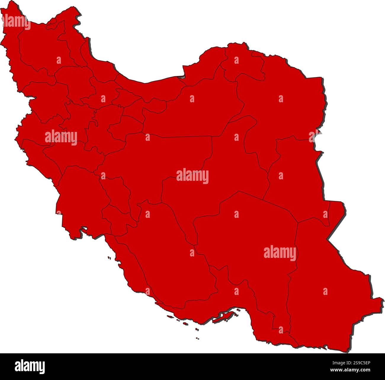 Map of Iran with the provinces, colored in red Stock Vector Image & Art ...