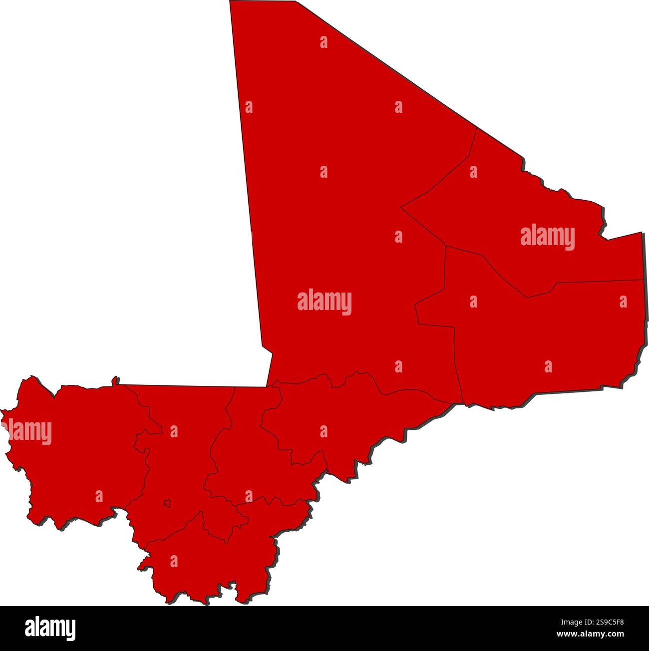 Map of Mali with the provinces, colored in red Stock Vector Image & Art ...