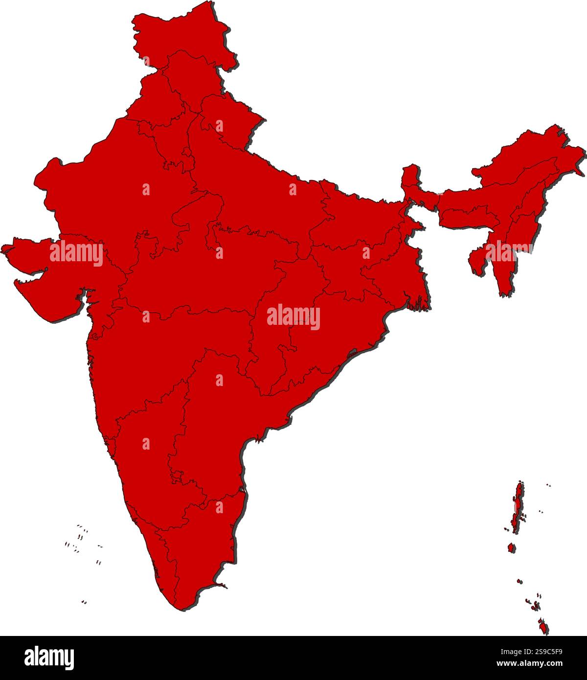 Map of India with the provinces, colored in red Stock Vector Image ...