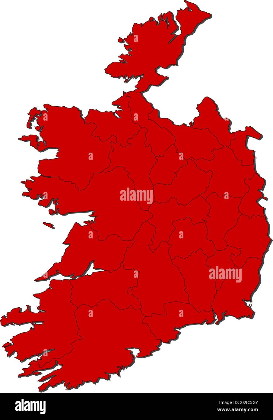 Map of Ireland with the provinces, colored in red Stock Vector Image ...