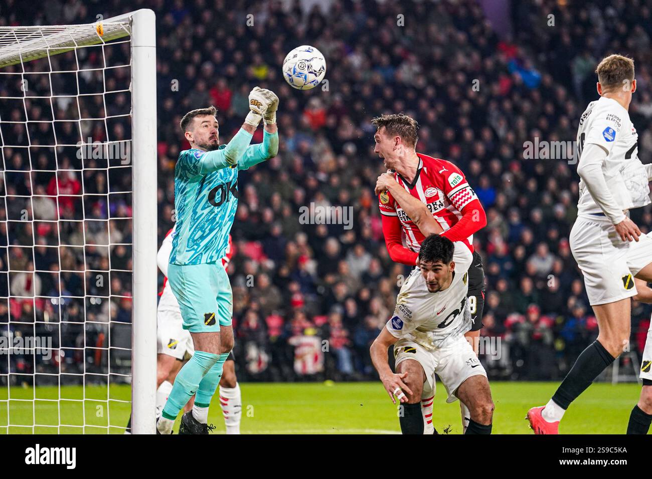 EINDHOVEN, NETHERLANDS - JANUARY 25: Luuk de Jong of PSV heads the ball ...