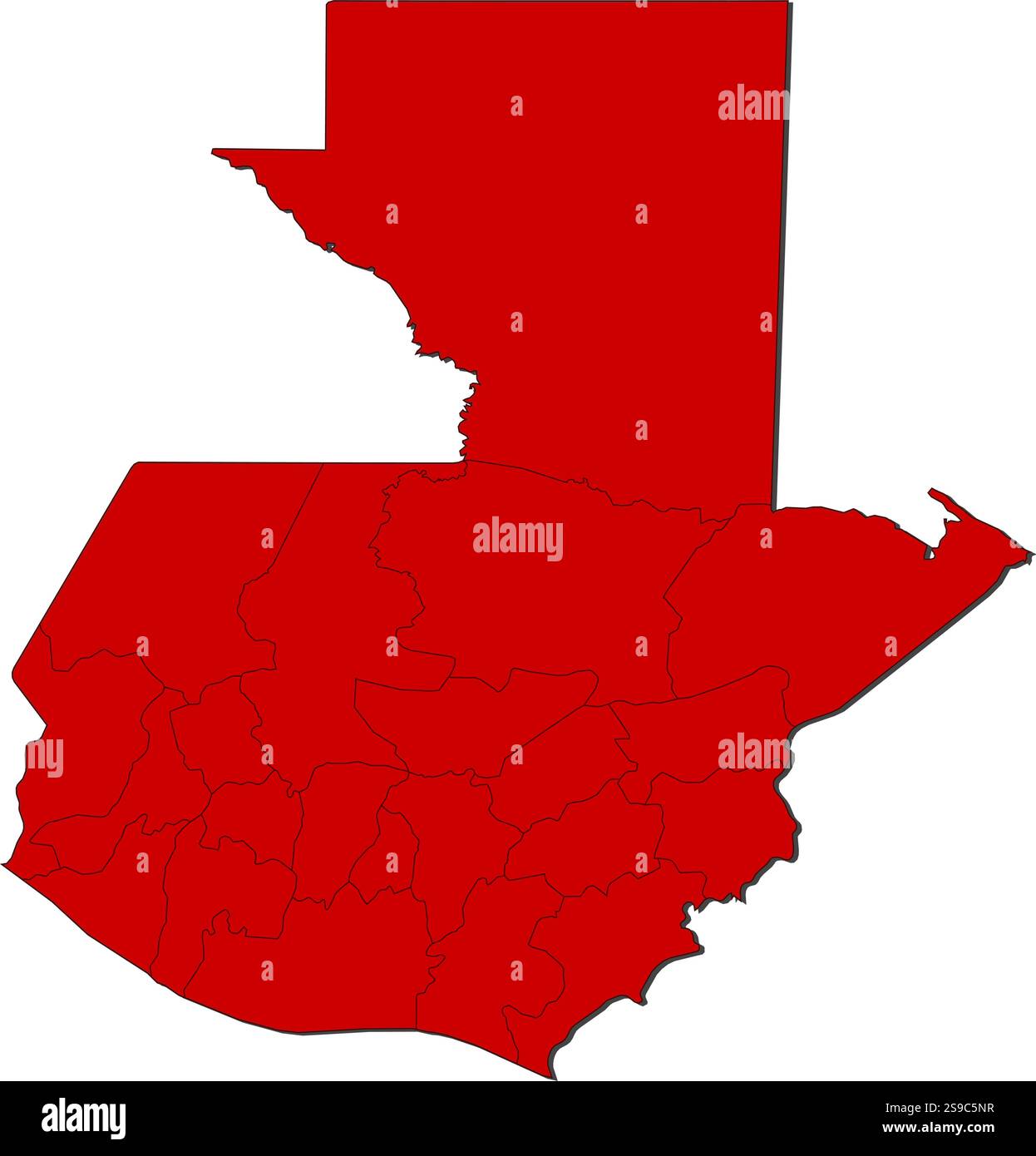 Map of Guatemala with the provinces, colored in red Stock Vector Image ...