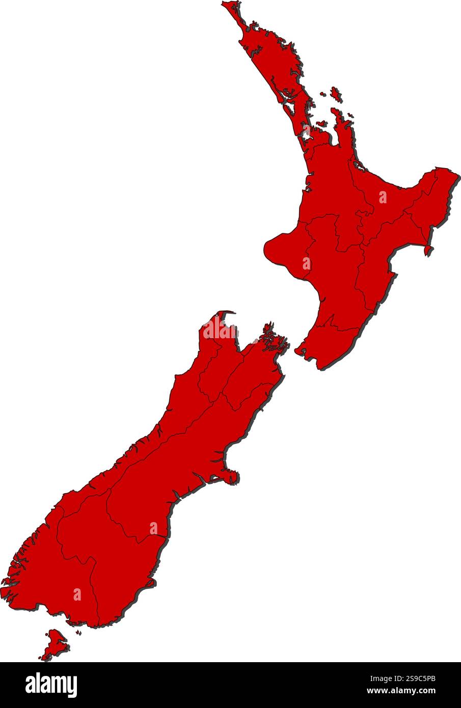 Map of New Zealand with the provinces, colored in red Stock Vector ...
