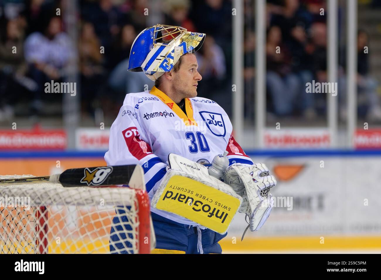 Geneva, Switzerland, January 25 2025 : Leonardo Genoni (30 EV Zug ...