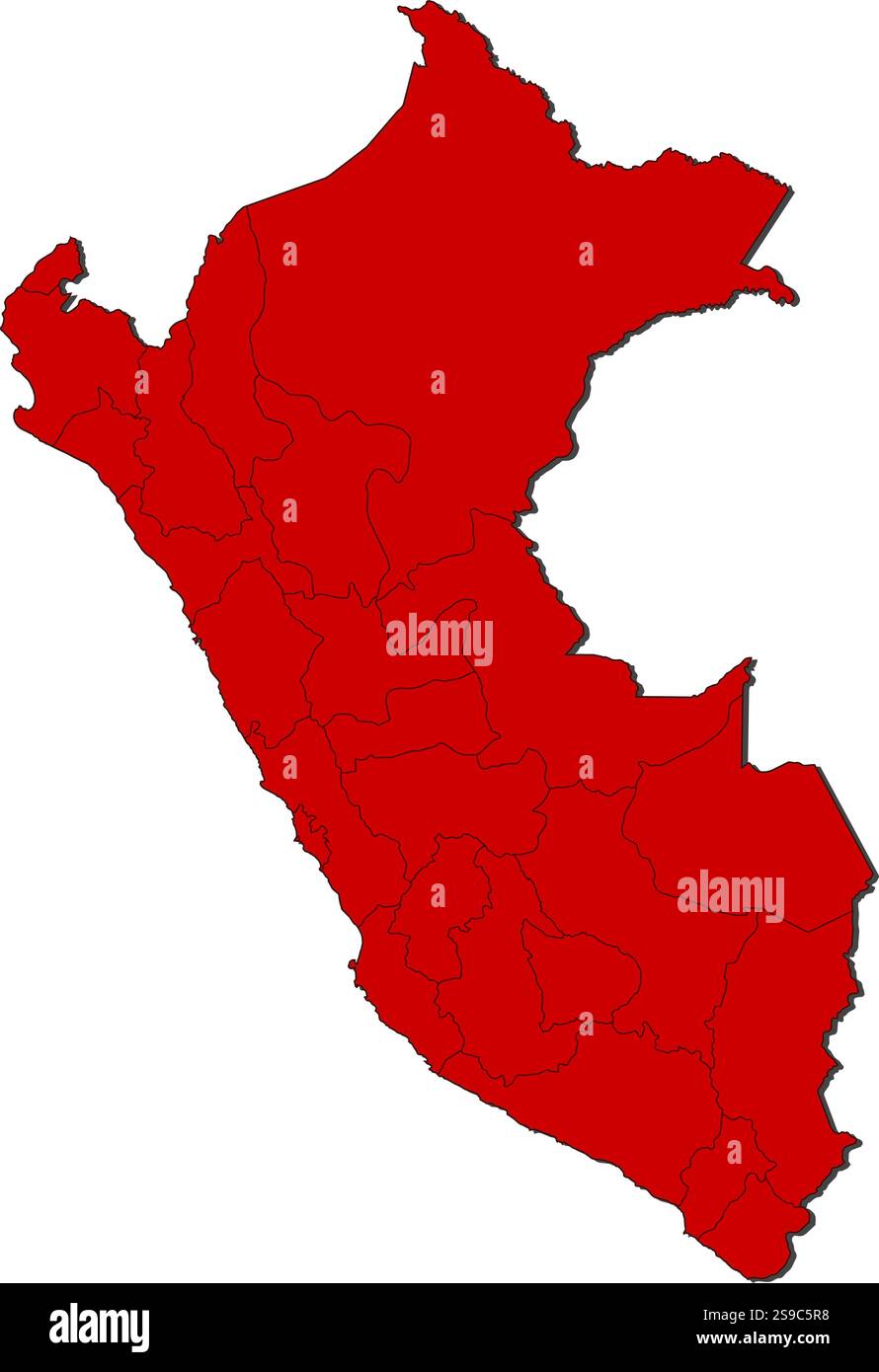 Map of Peru with the provinces, colored in red Stock Vector Image & Art ...