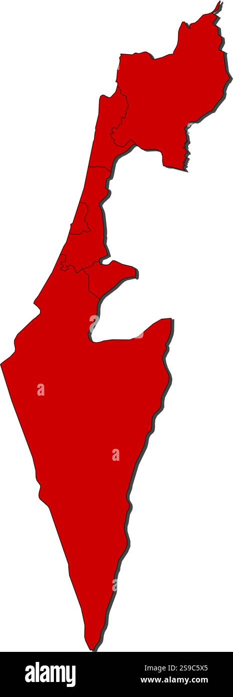 Map of Israel with the provinces, colored in red Stock Vector Image ...