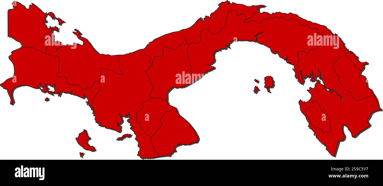 Map of Panama with the provinces, colored in red Stock Vector Image ...