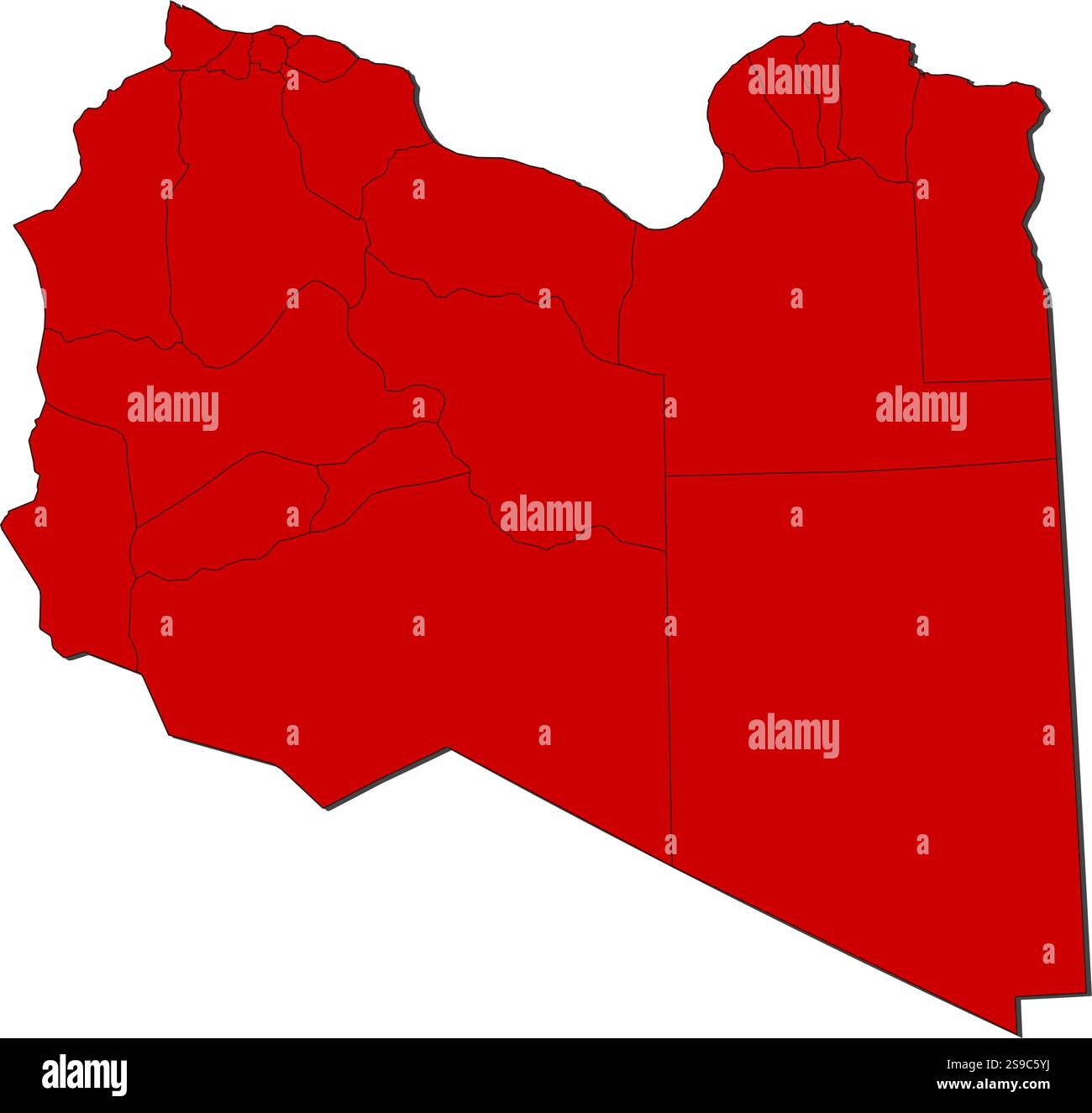 Map of Libya with the provinces, colored in red Stock Vector Image ...
