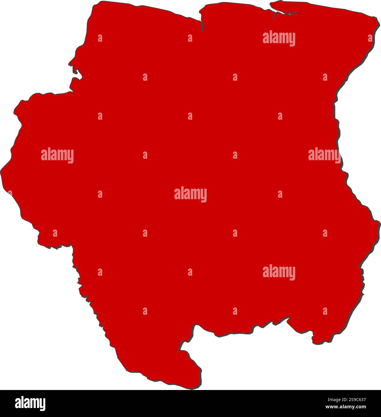 Map of Suriname with the provinces, colored in red Stock Vector Image ...