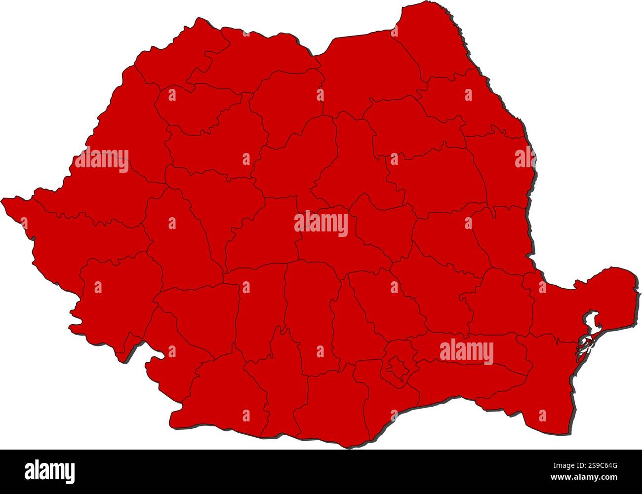 Map of Romania with the provinces, colored in red Stock Vector Image ...
