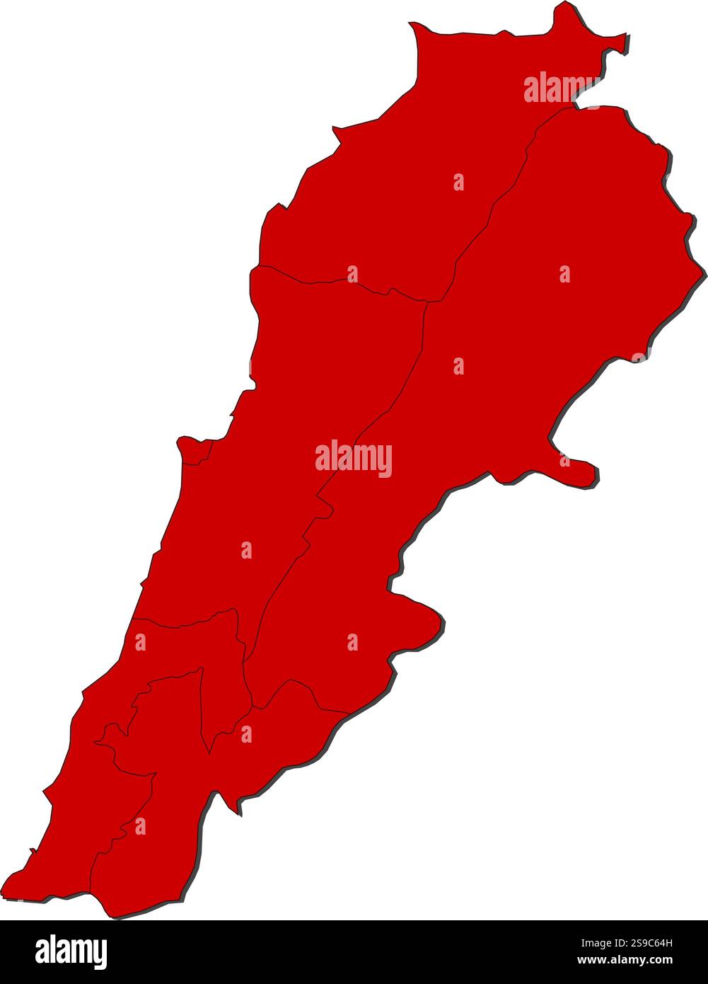 Map of Lebanon with the provinces, colored in red Stock Vector Image ...