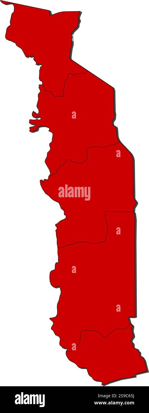 Map of Togo with the provinces, colored in red Stock Vector Image & Art ...