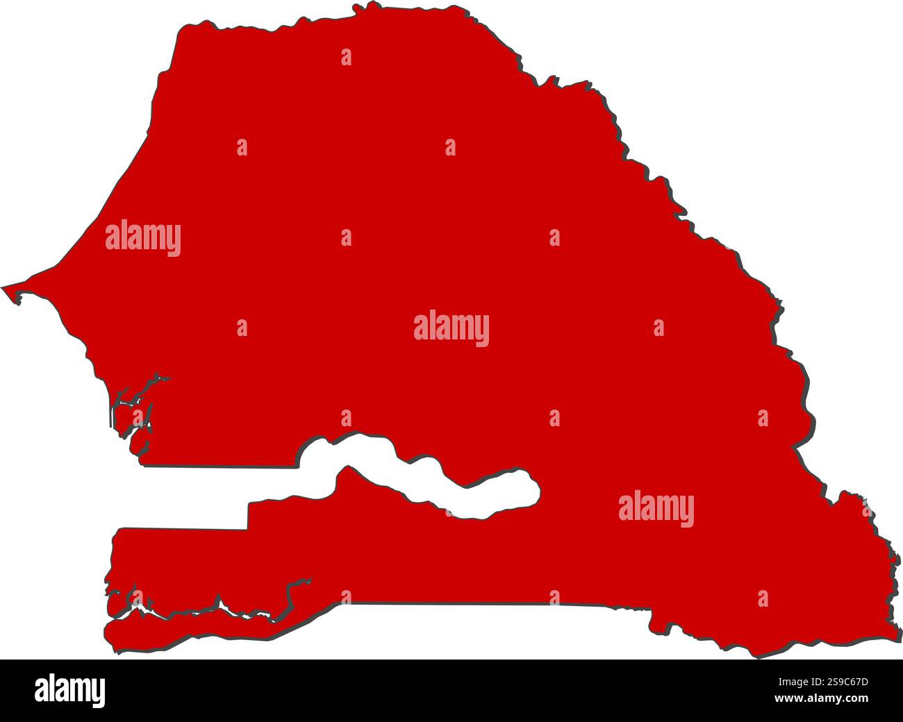 Map of Senegal with the provinces, colored in red Stock Vector Image ...