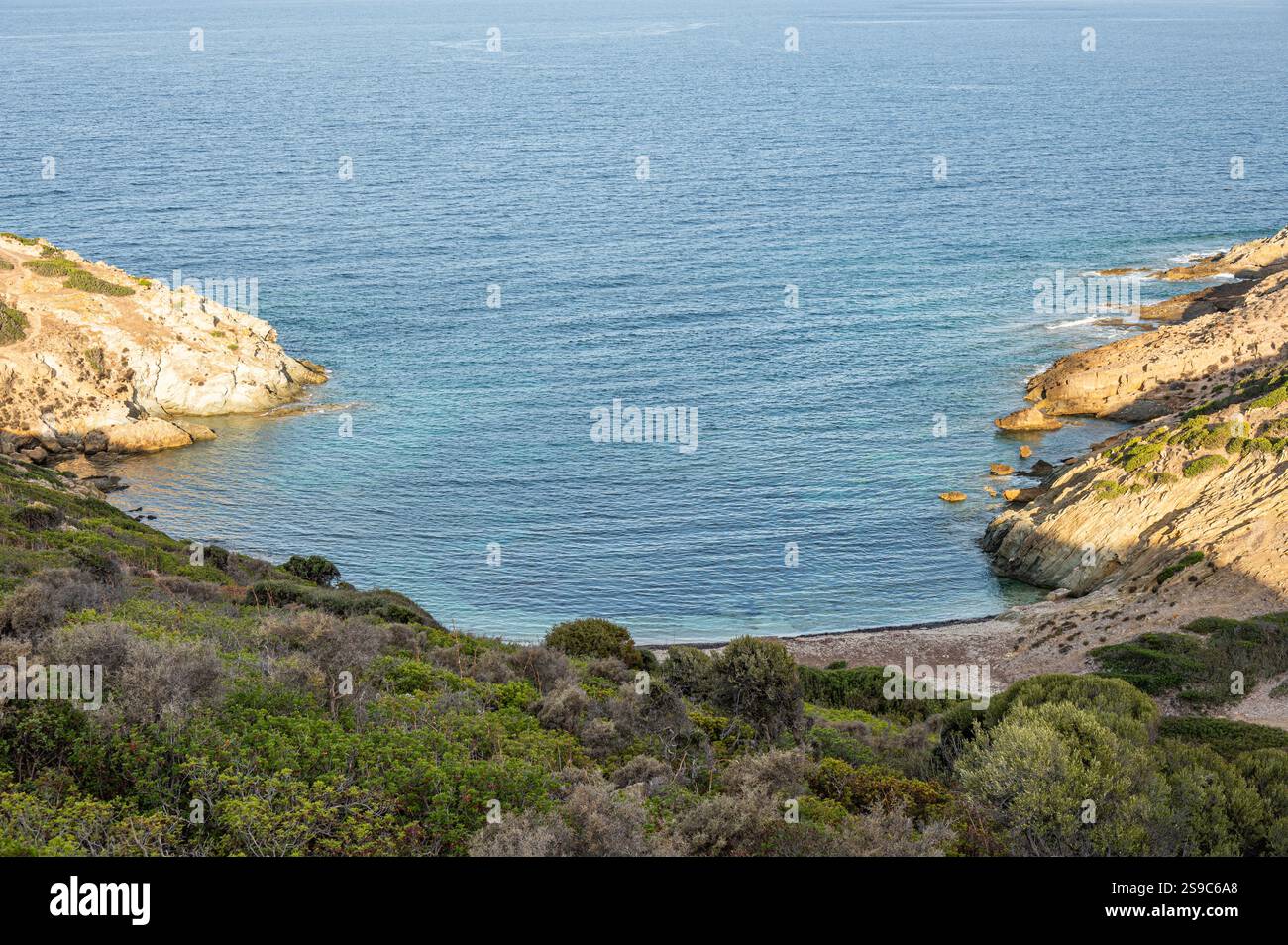 The beach of Sa Perda Longa in Sardigna with turquoise and blue water ...
