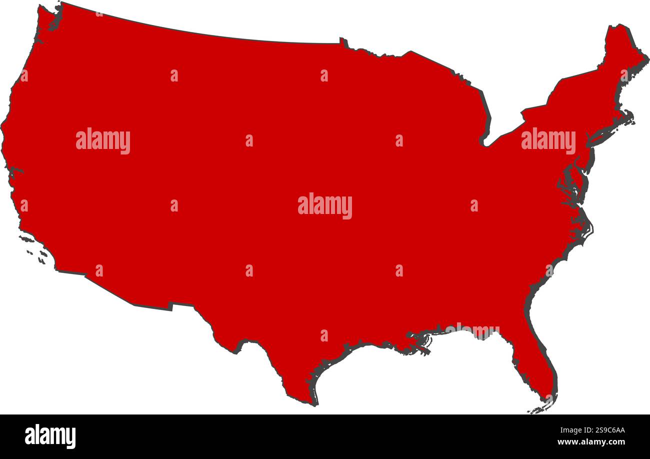 Map of United States with the provinces, colored in red Stock Vector ...
