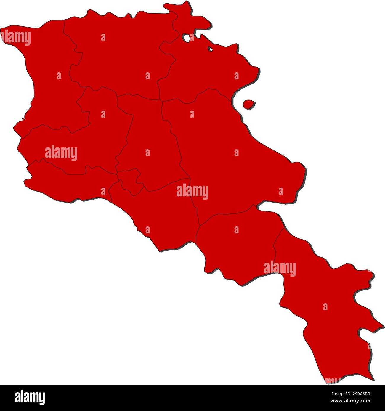 Map of Armenia with the provinces, colored in red Stock Vector Image ...