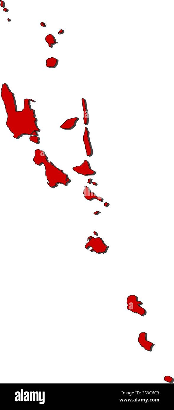 Map of Vanuatu with the provinces, colored in red Stock Vector Image ...