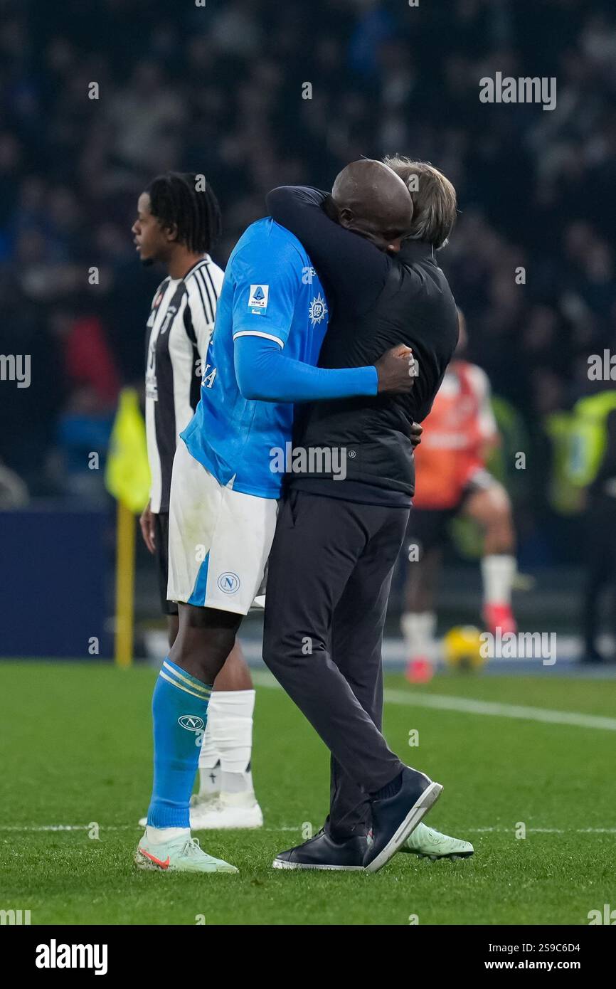 Romelu Lukaku of SSC Napoli celebrates with Gabriele Oriali after ...