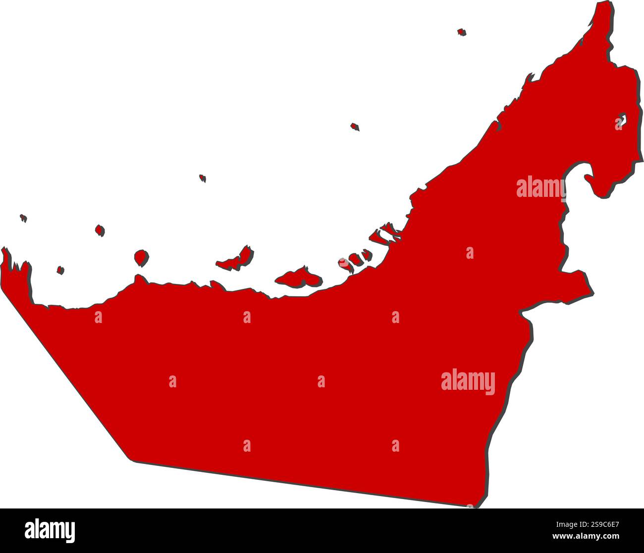 Map of United Arab Emirates with the provinces, colored in red Stock ...