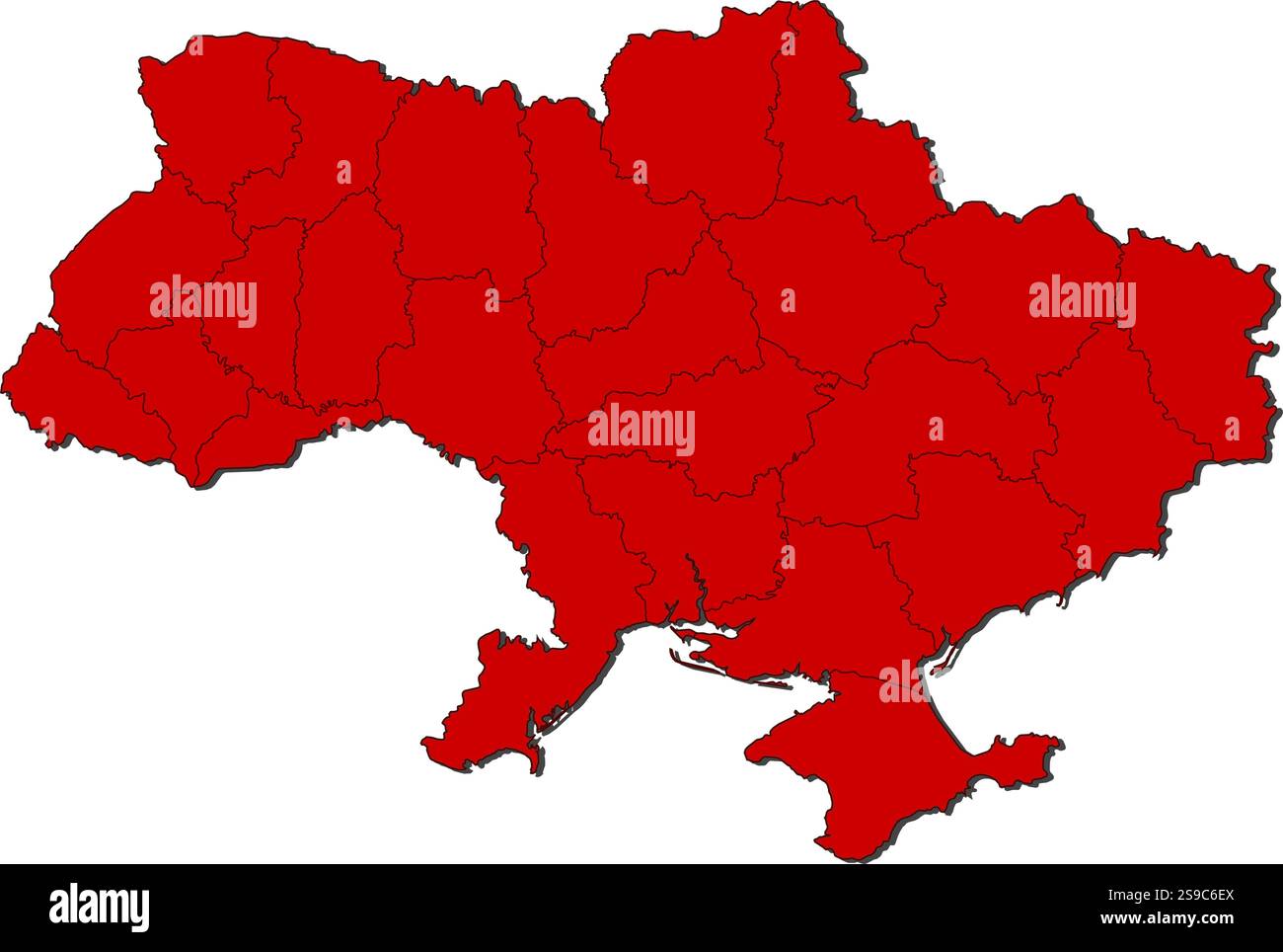 Map of Ukraine with the provinces, colored in red Stock Vector Image ...
