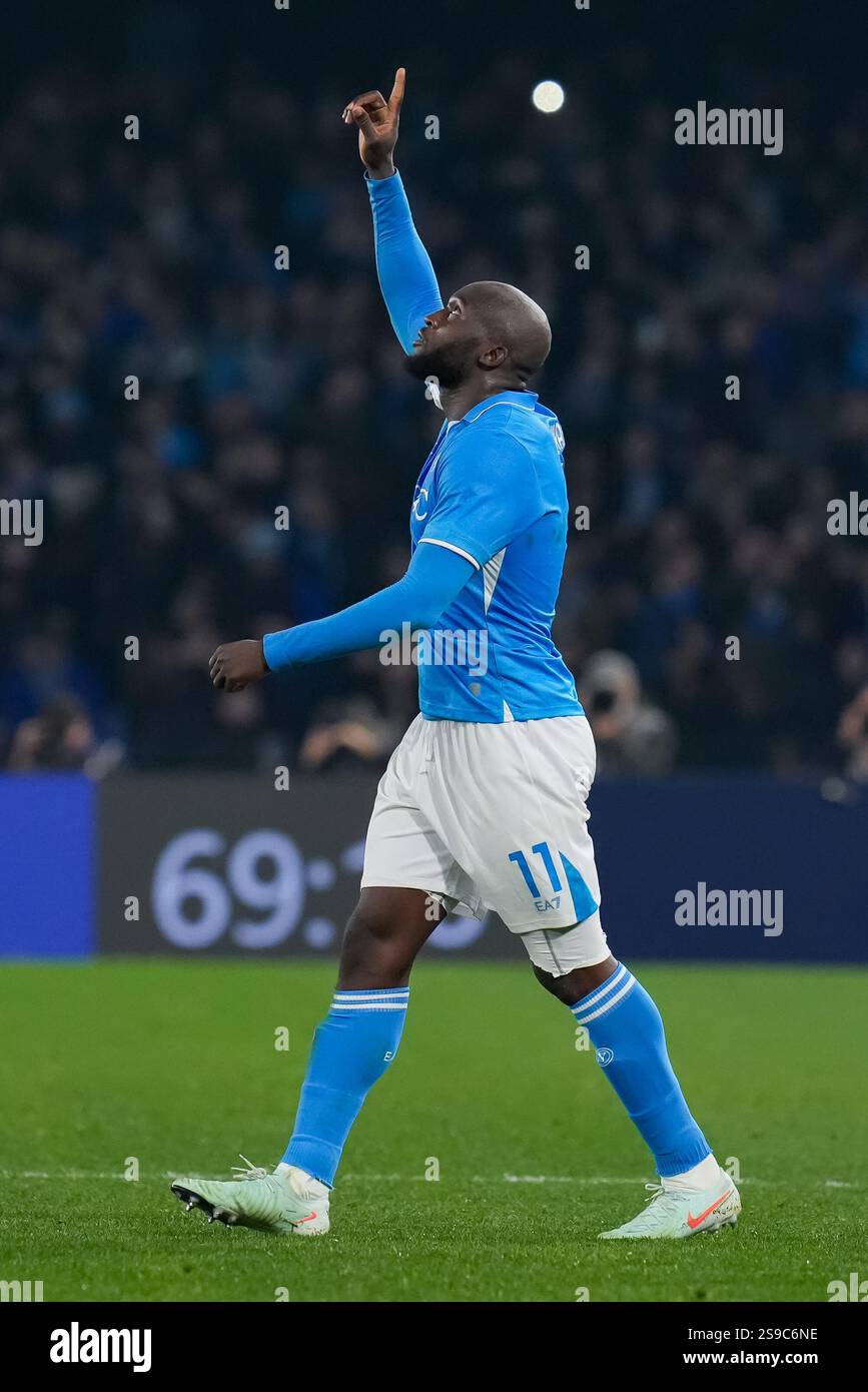 Romelu Lukaku of SSC Napoli celebrates after scoring second goal during ...
